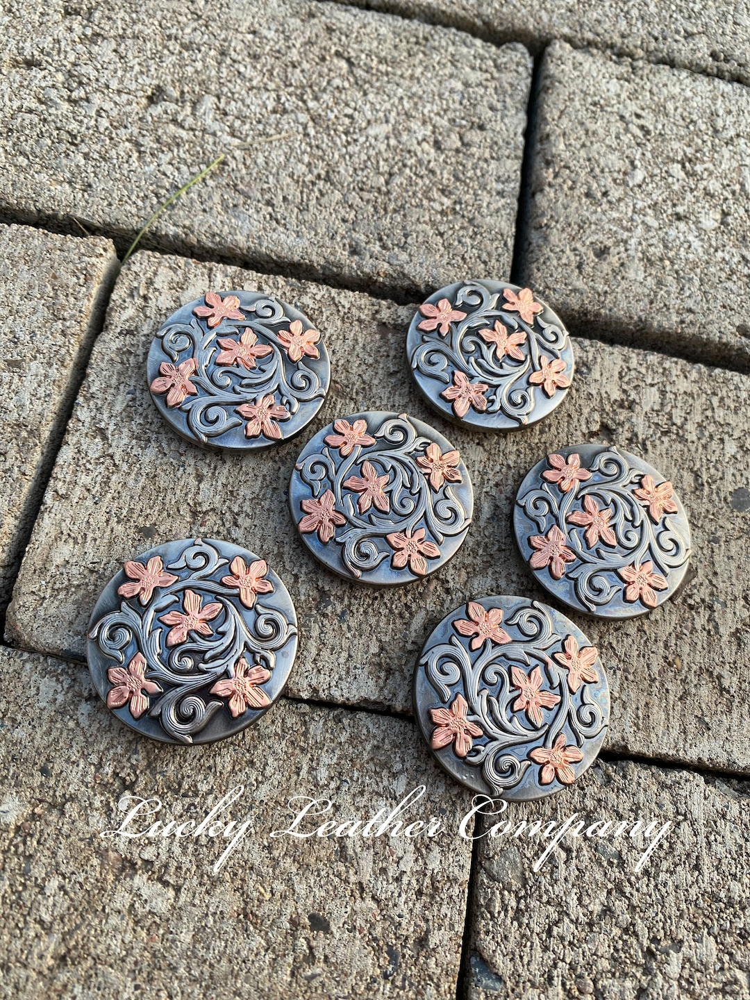 Rose Gold Floral Concho, Western Concho, Replacement Concho, Leather ...