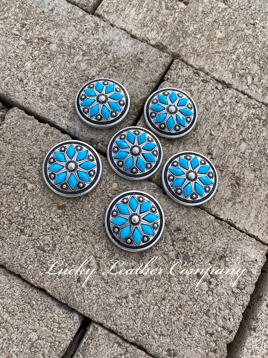 Turquoise & Silver Concho, 1.5" , Western Concho, Replacement Concho ...