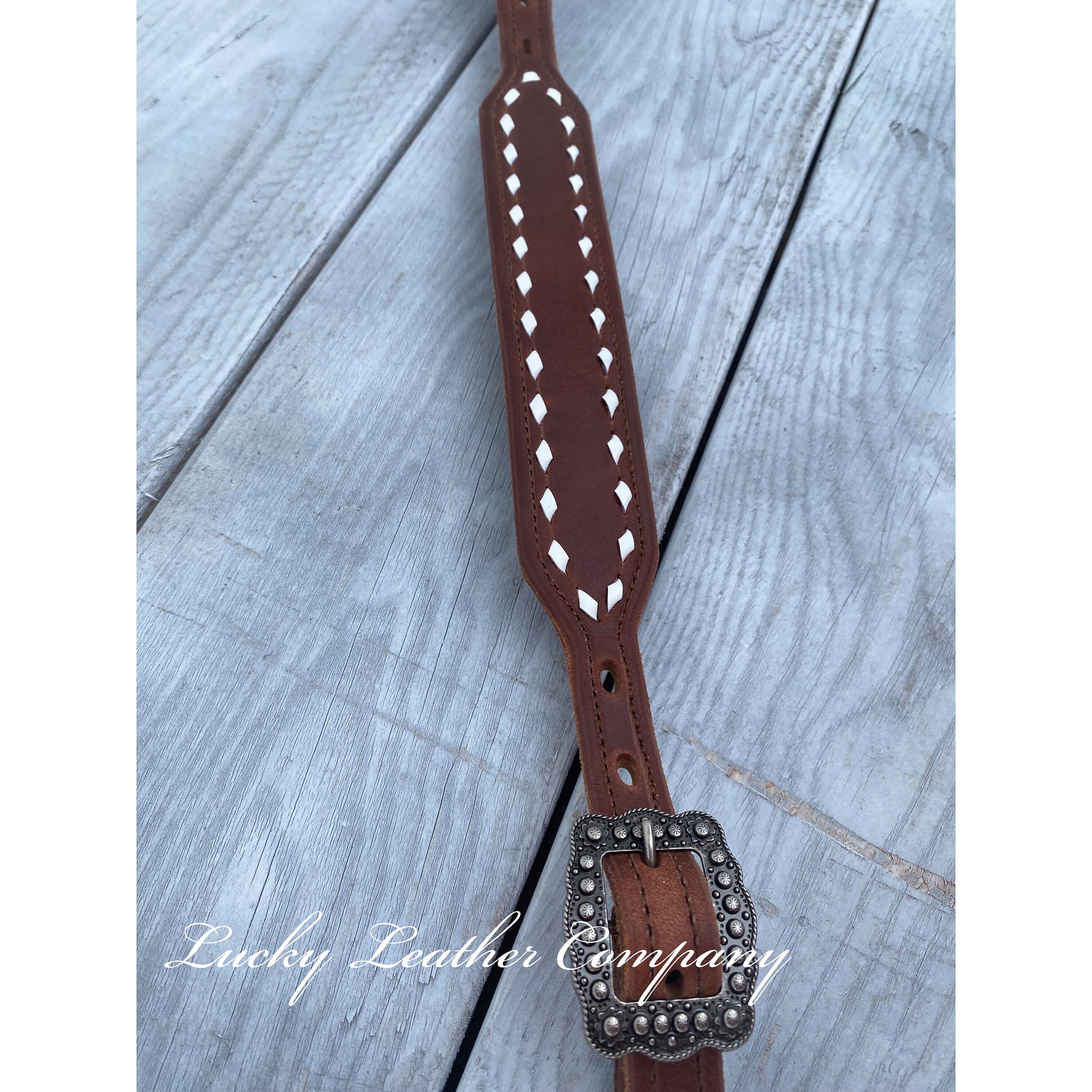 White Buckstitch Wither Strap USA Made Leather Tack - Etsy