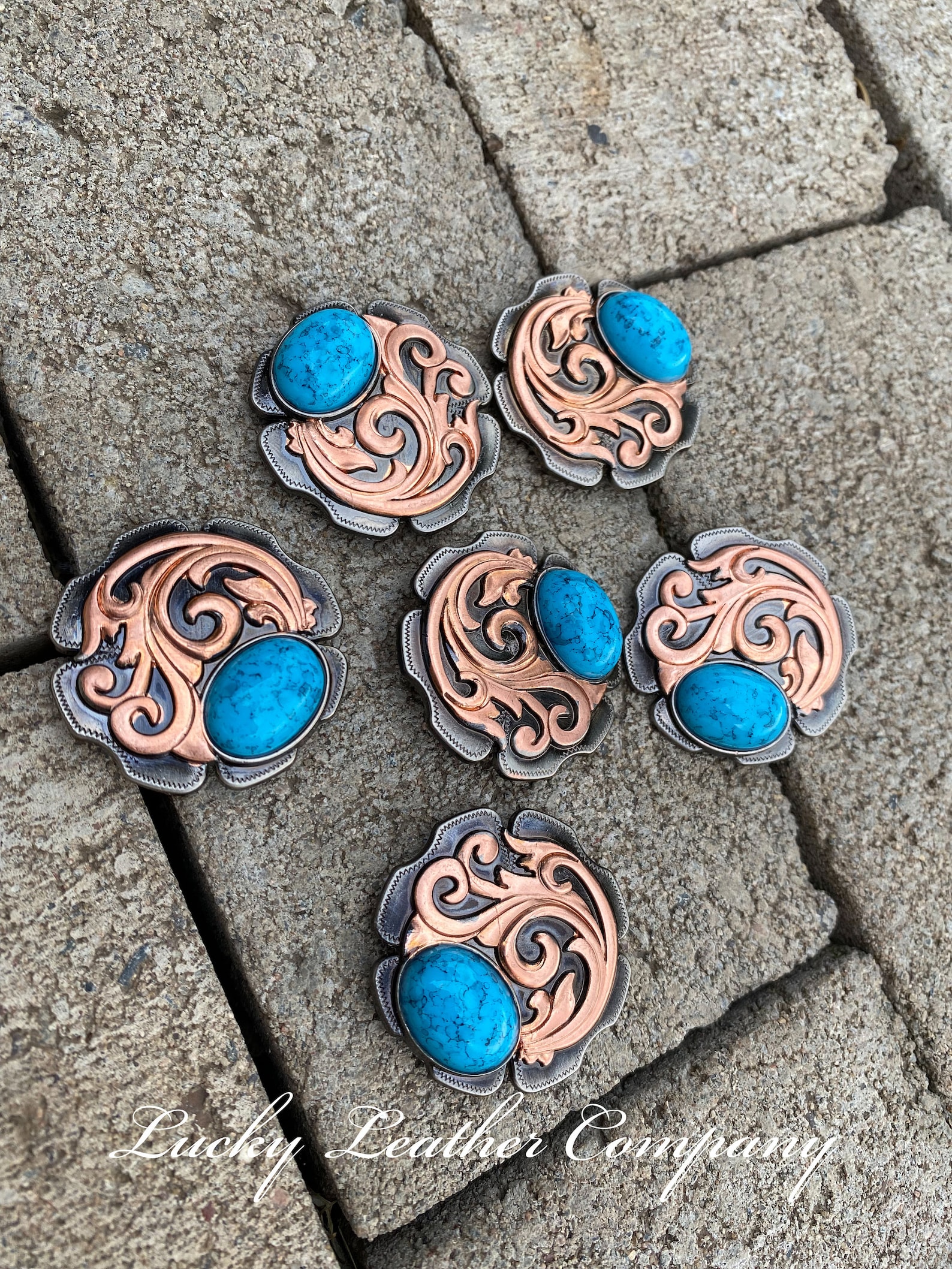 Turquoise & Copper Stone Concho Crafting Concho Leather - Etsy