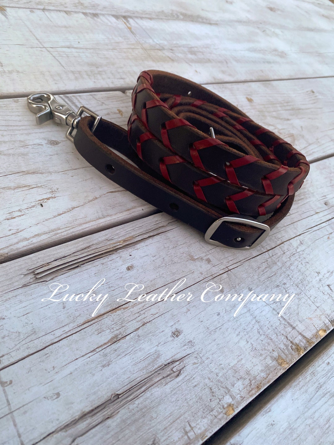 USA Made, Chocolate & Red Laced Reins, Barrel Racing Reins, Trail ...