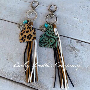 Leather Cow Tag Key Chain Western Key Chain Boho Key Chain - Etsy