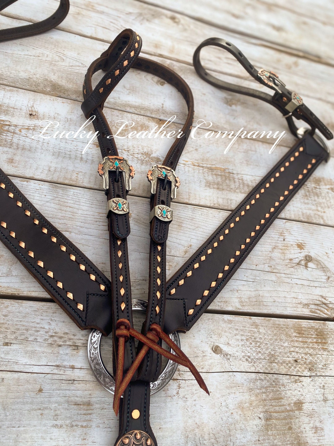 USA Made, Copper & Chocolate Tack Set With Handmade Arrowhead Buckles ...