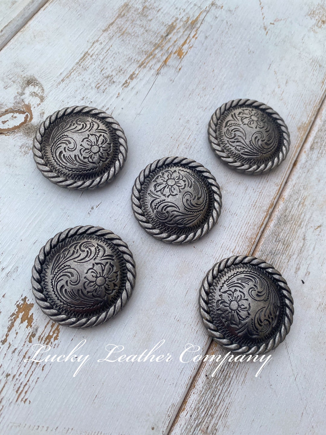 Antique Silver Roped Edge Concho, Tack Making Hardware, Replacement ...