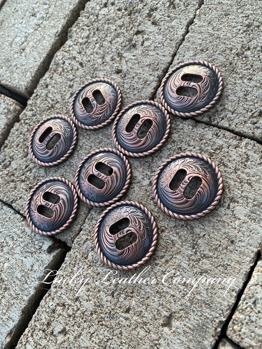 Copper Roped Edge Slotted Concho 1.5", Western Concho, Slotted Concho ...