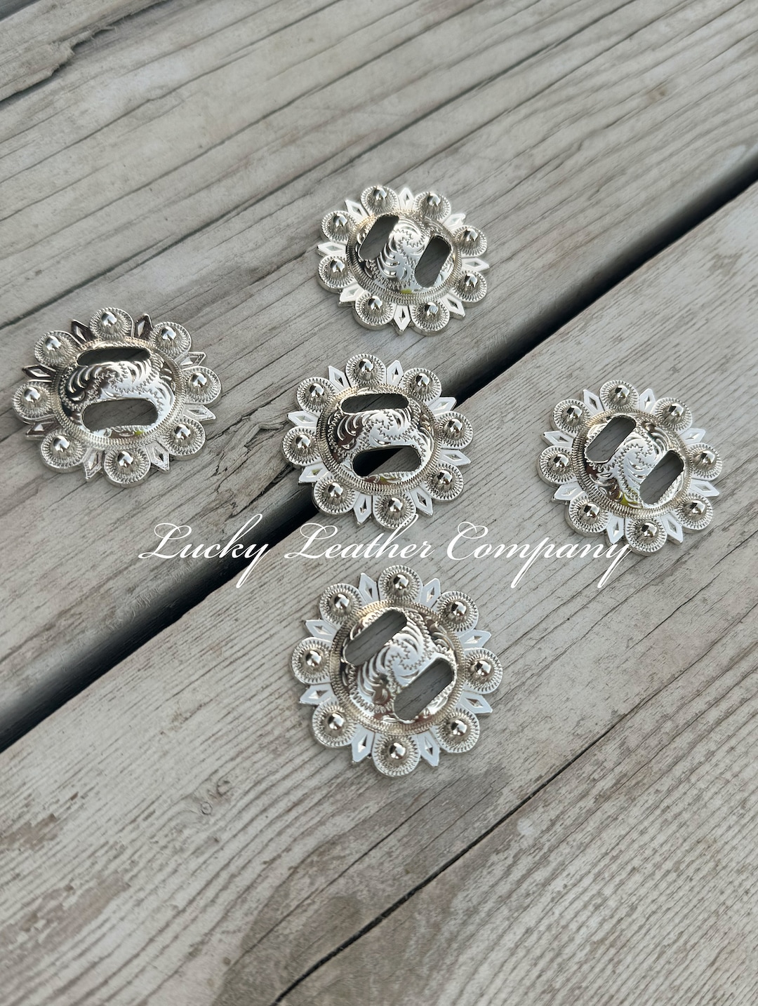 Bright Silver Slotted Concho, 1 1/2" Silver Concho, Western Slotted ...