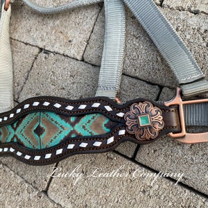 Native American Print Bronc Halter, Leather Horse Halter, USA Made ...