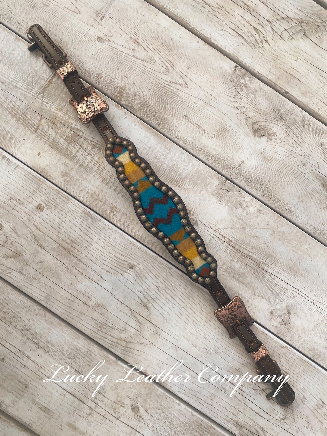 PNW Chocolate Wither Strap W Patina Copper Spots, Herman Oak Leather, Horse Tack, Wither Strap ...