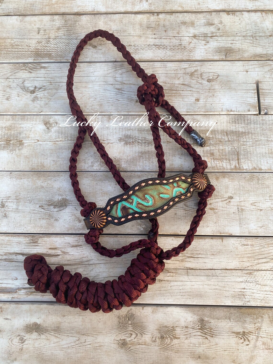 Maroon & Copper Branded Mule Tape Halter, Horse Halter, USA Made ...