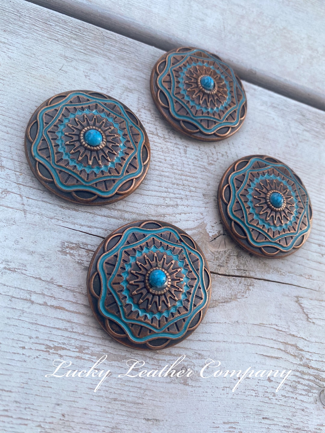 Copper & Turquoise Round Concho, Replacement Concho, Western Conchos ...