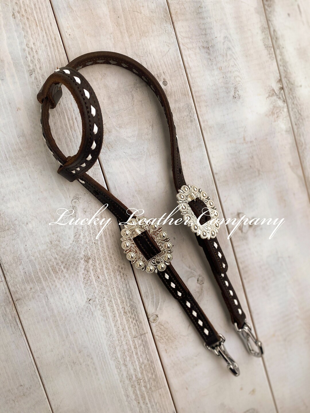 Custom Buckstitch Butter Soft Chocolate Headstall, Stainless Steel ...