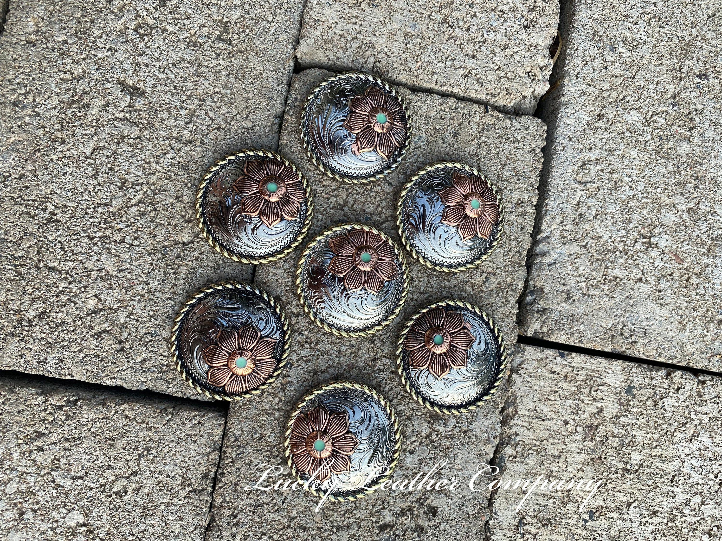 Floral Roped Edge Concho, Unique Concho, Leather Working Concho ...