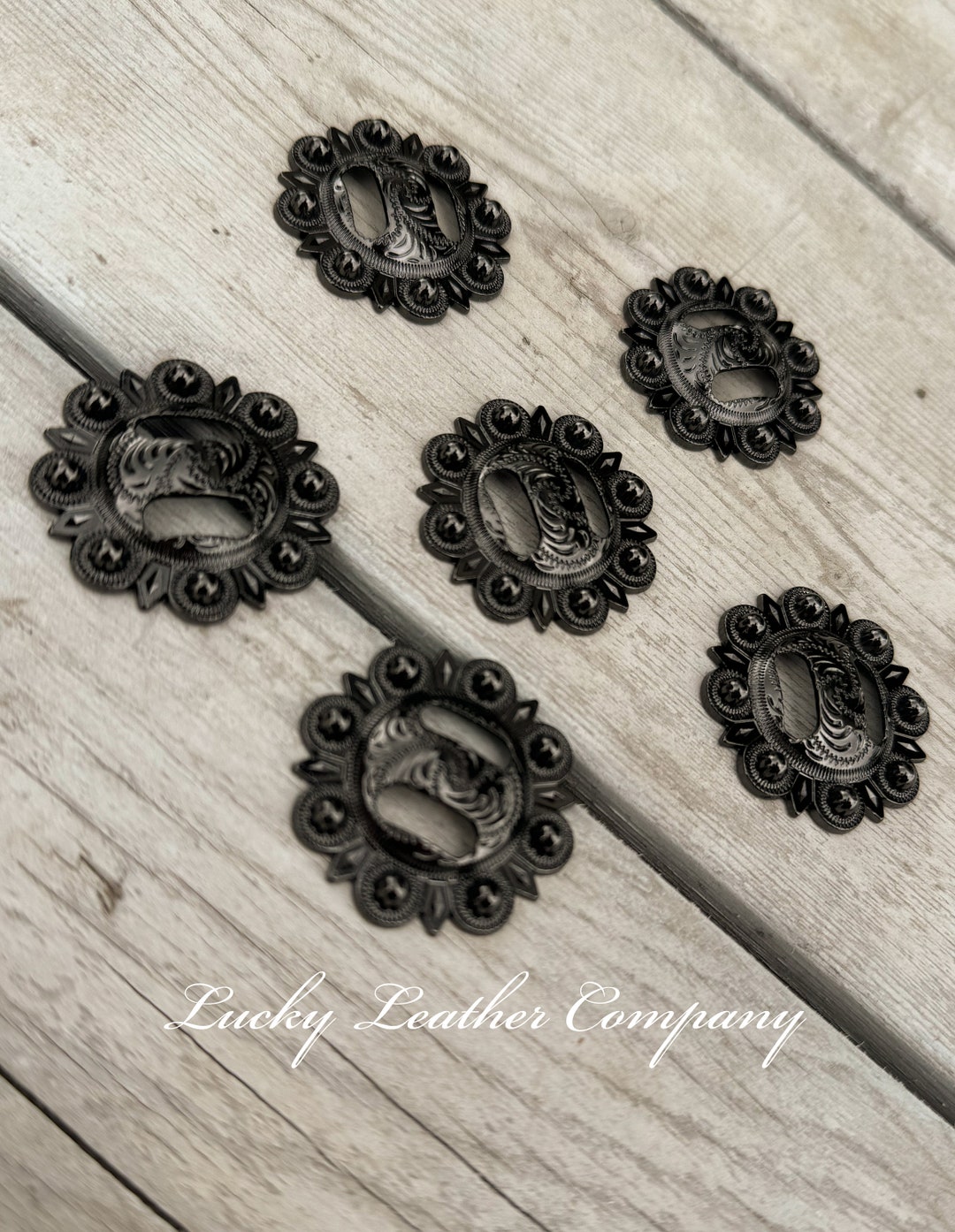 Gun Metal Slotted Concho, Black Concho, Western Slotted Concho, Leather ...