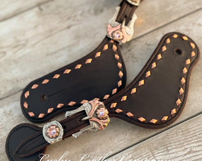 Hand Tooled Western Leather Spur Straps / Adult Size Spur Straps Tack ...