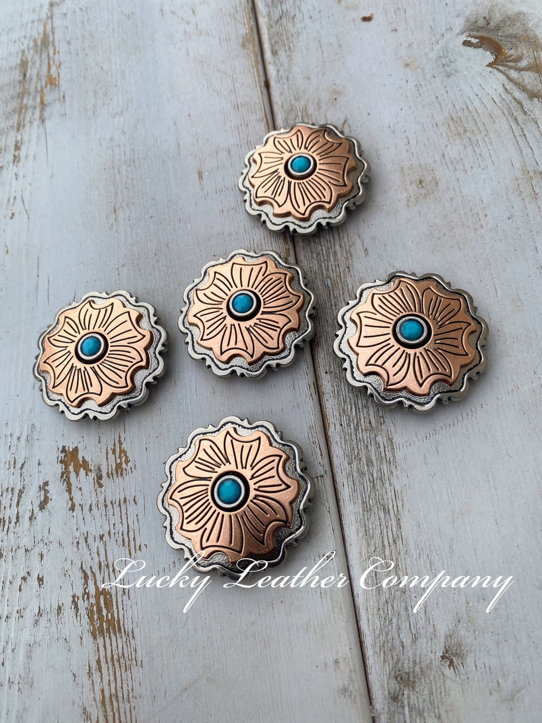 Rose Gold Flower Concho, Tack Making, Replacement Concho, Leather ...