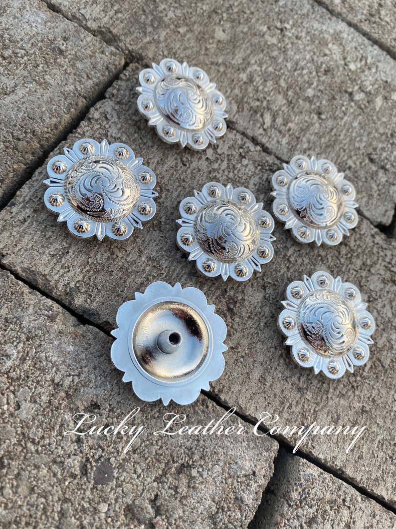 Bright Silver Round Berry Concho, Berry Concho, Western Concho ...