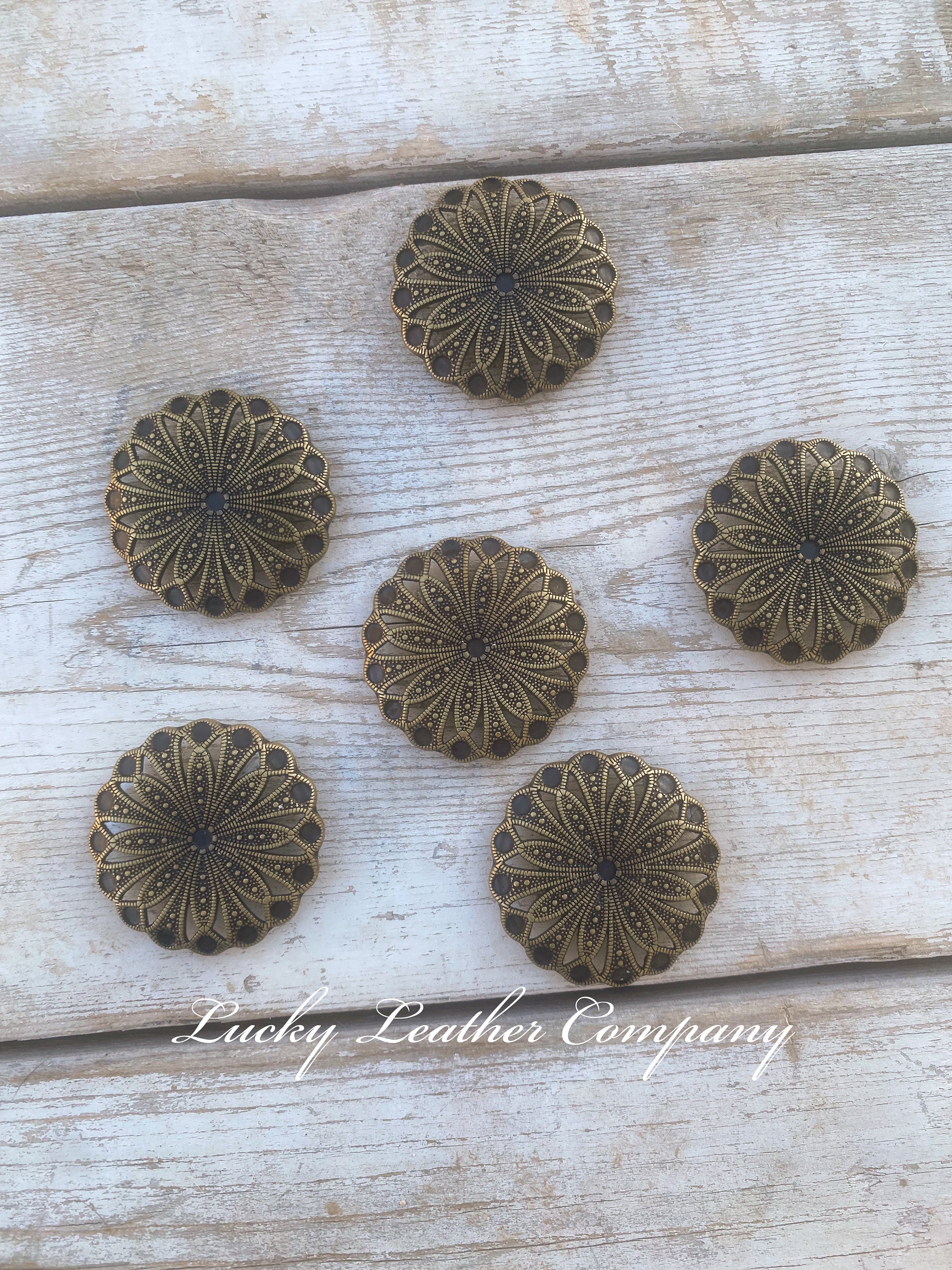 Antique Brass Floral Concho, Western Conchos, Replacement Concho, Tack ...