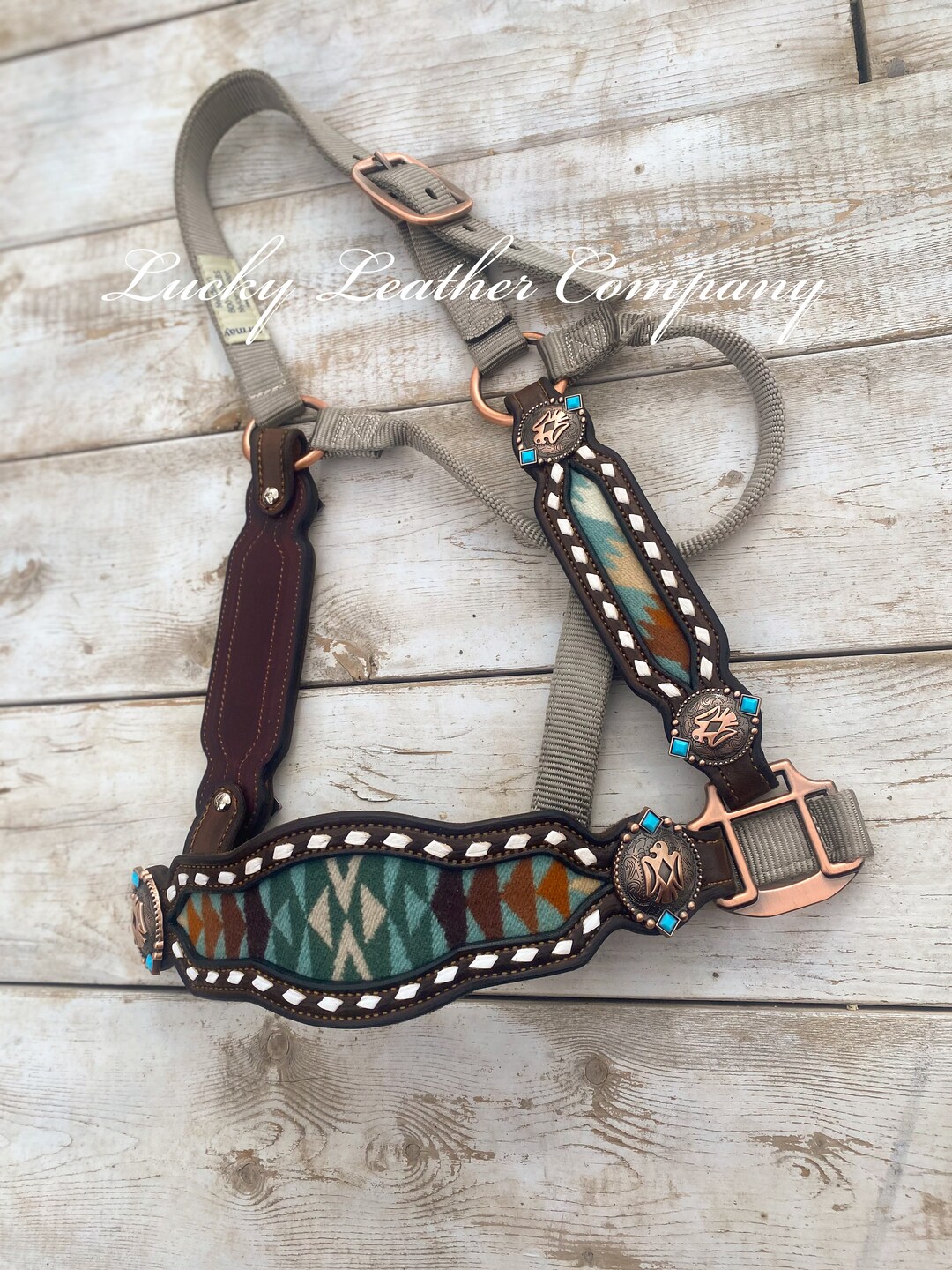 PNW Wool Bronc Halter, 3 Piece Halter, Buckstitch Bronc Halter, Horse ...