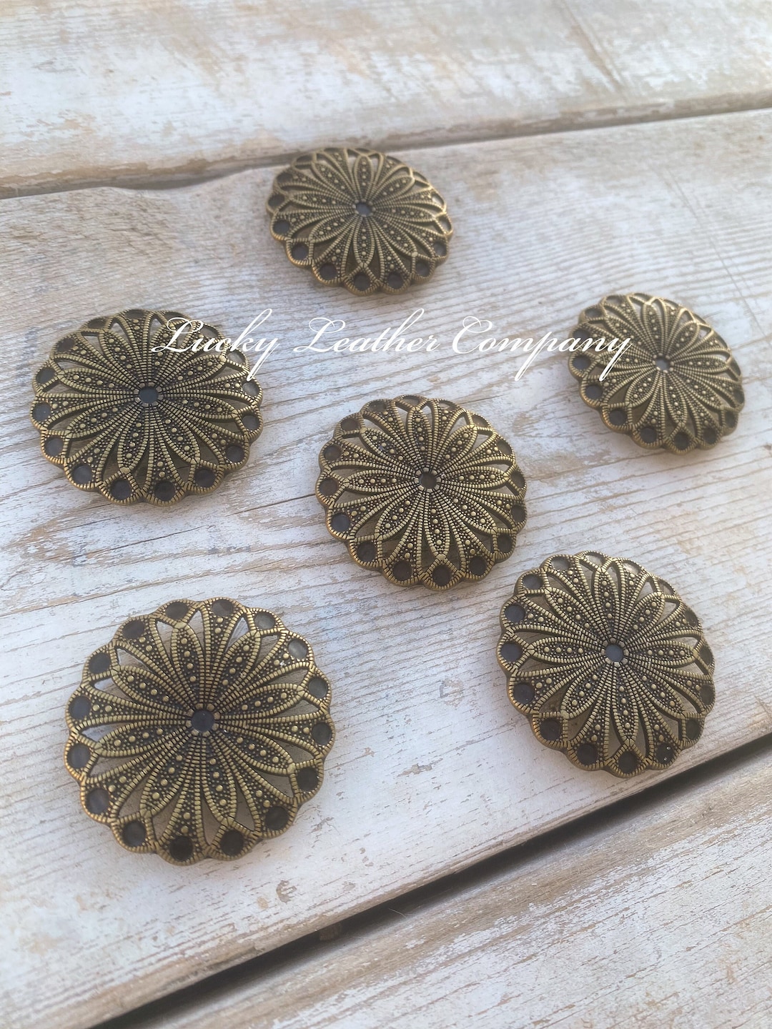 Antique Brass Floral Concho, Western Conchos, Replacement Concho, Tack ...