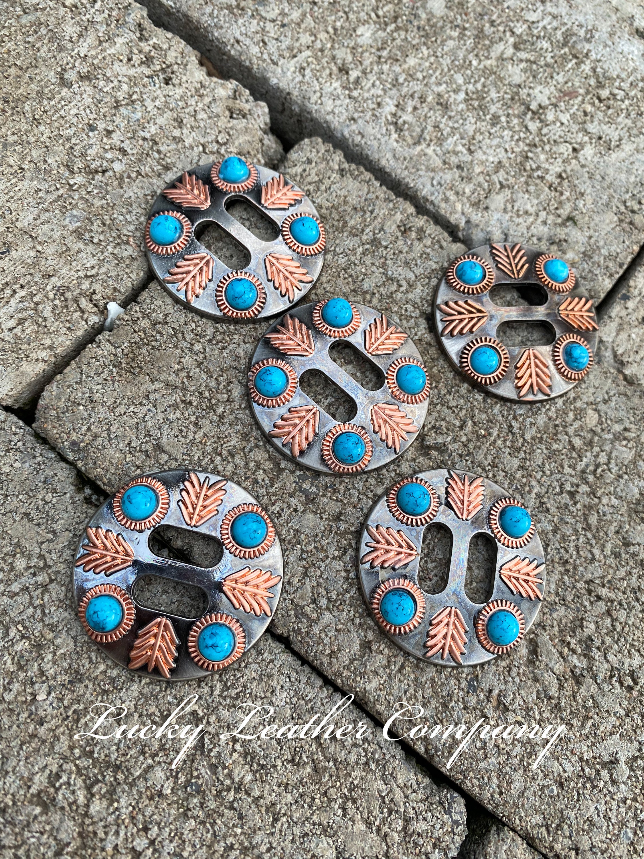 Turquoise Stone Slotted Conchos, Western Conchos, Tack Conchos ...