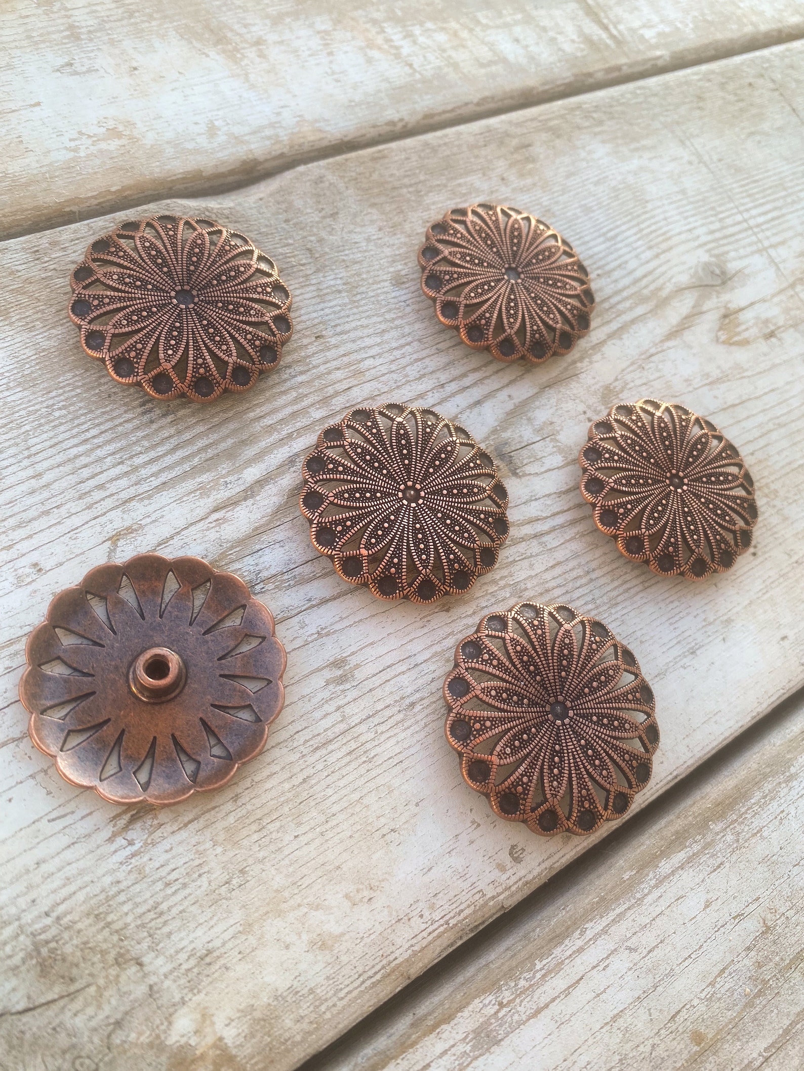 Antique Copper Floral Concho, Western Conchos, Replacement Concho, Tack ...