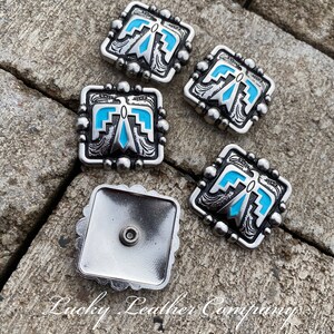 Antique Silver & Blue Thunderbird Conchos, Western Concho , Tack Making ...