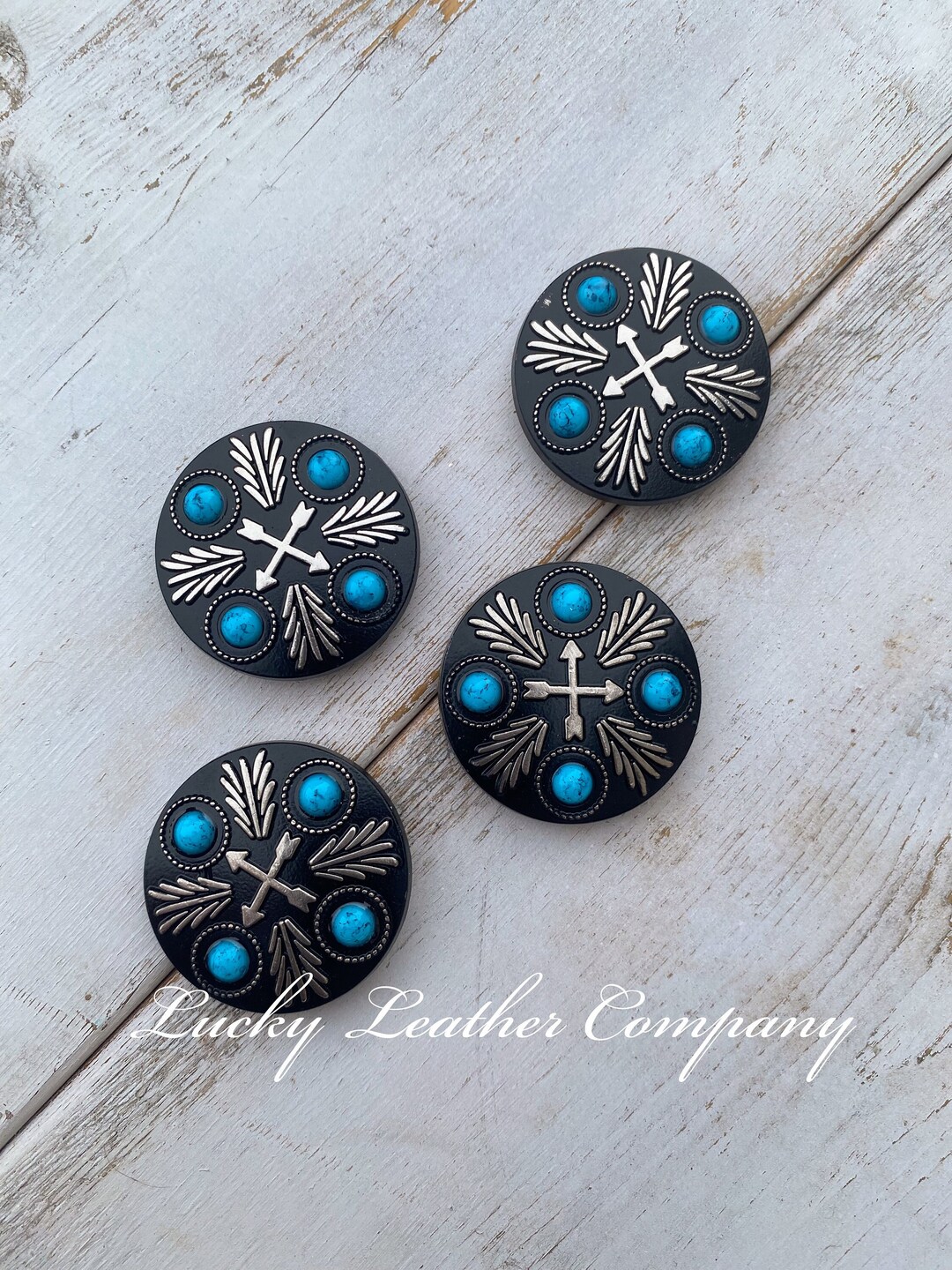 Turquoise & Black Cross Concho, Tack Making, Leather Crafting ...