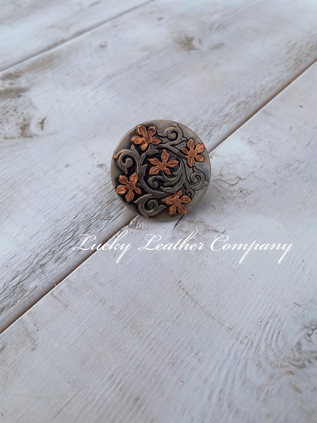 Wild Rag Slide Round Floral, Concho Slide, Cowboy Rag Slide - Etsy