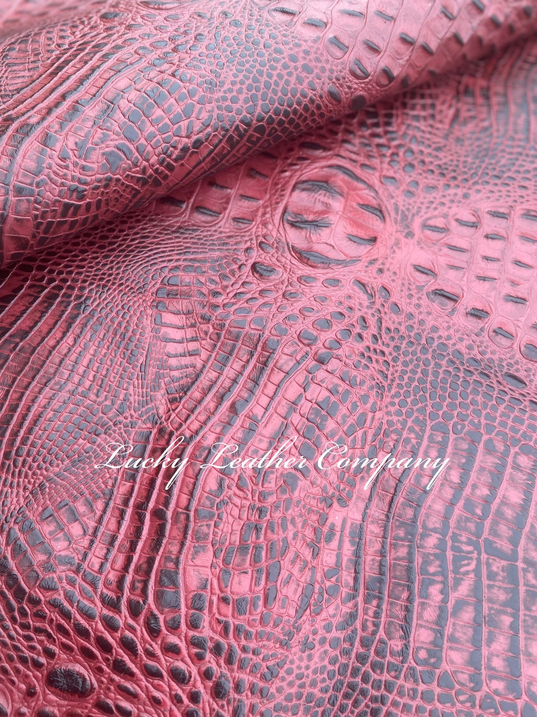 Red Wine Embossed Gator, Leather Sheets, Genuine Embossed Leather, Tack ...