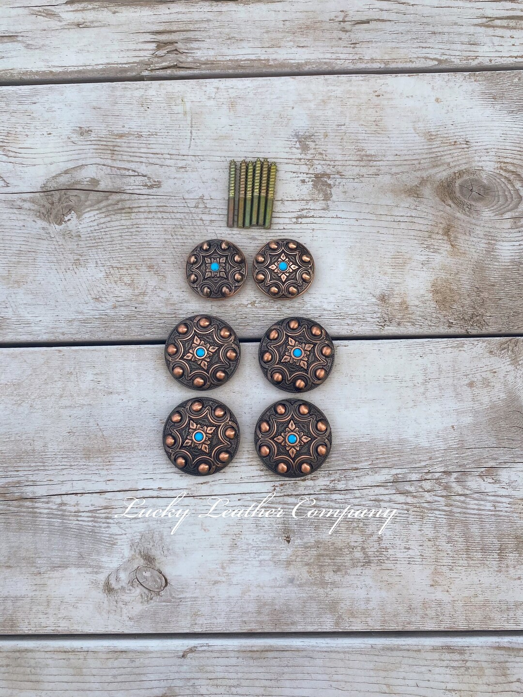 Copper & Turquoise Saddle Set, Replacement Saddle Conchos, Concho Set ...