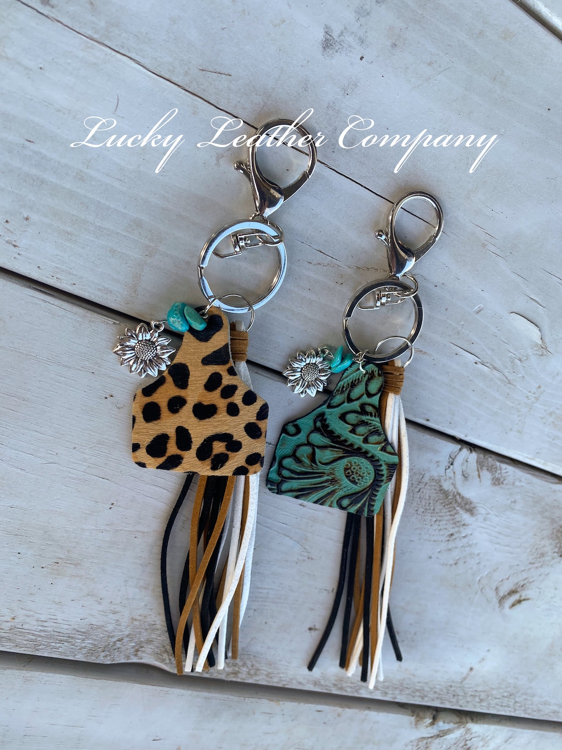 Leather Cow Tag Key Chain Western Key Chain Boho Key Chain - Etsy