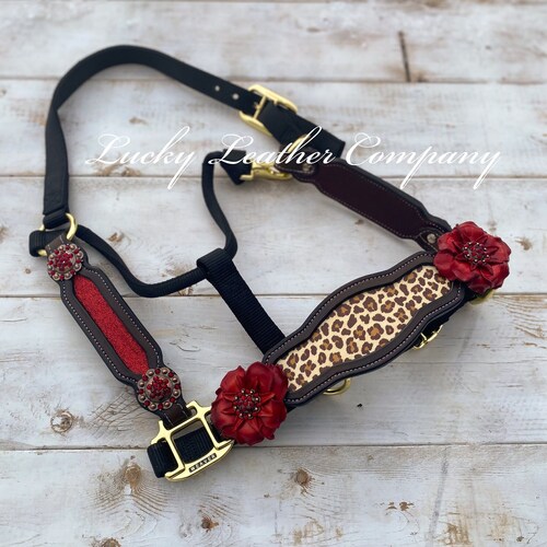 Original Red & Cheetah Tack Set USA Made Bling Leather - Etsy