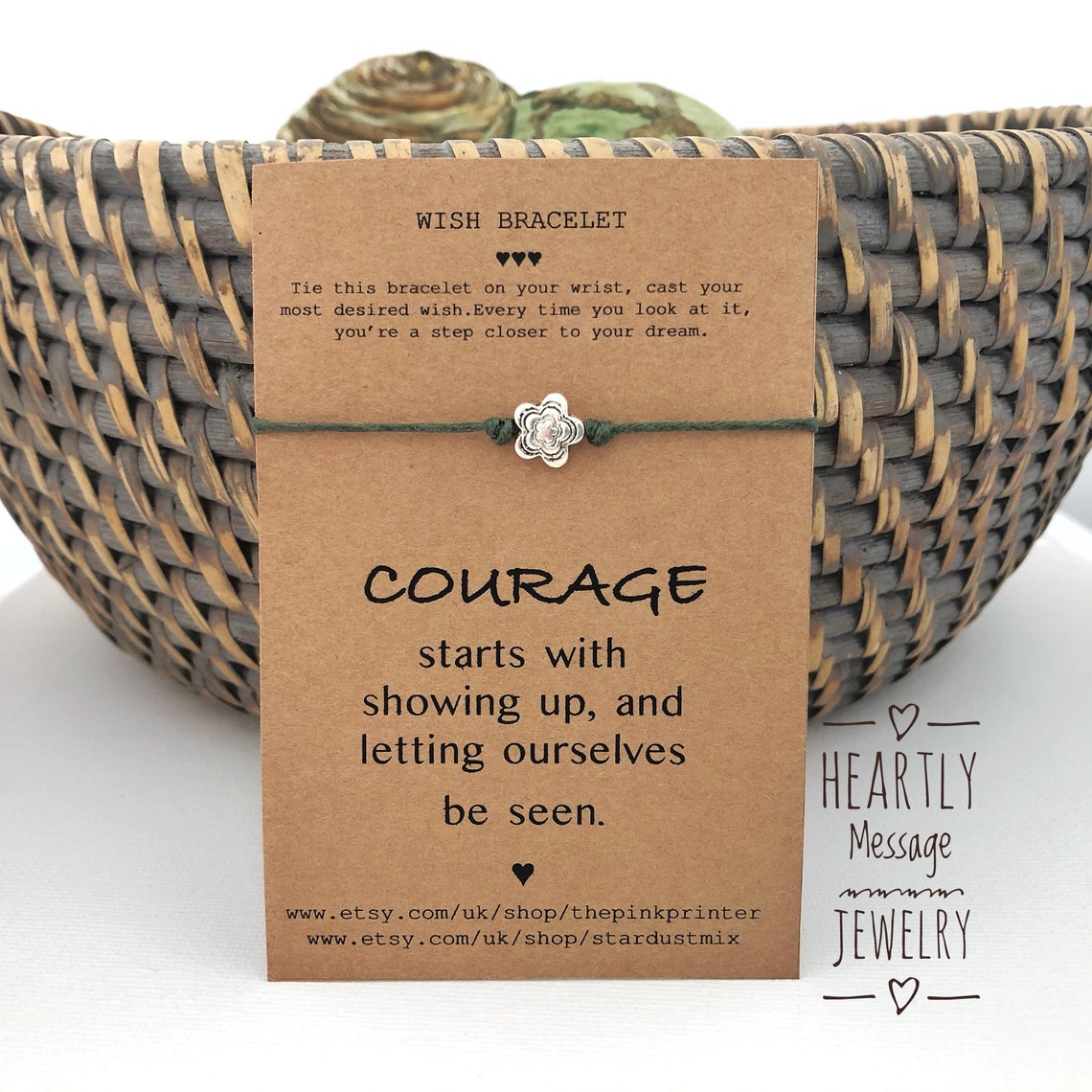 Wish Charm Bracelet With a Message/courage Strength Believe ...