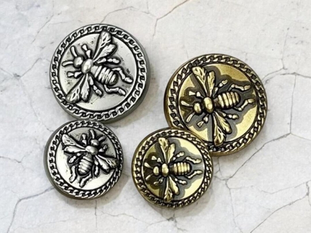 Buttons Vintage Bee Design/10 Pcs Round Metal Shank Honey Bee Buttons ...