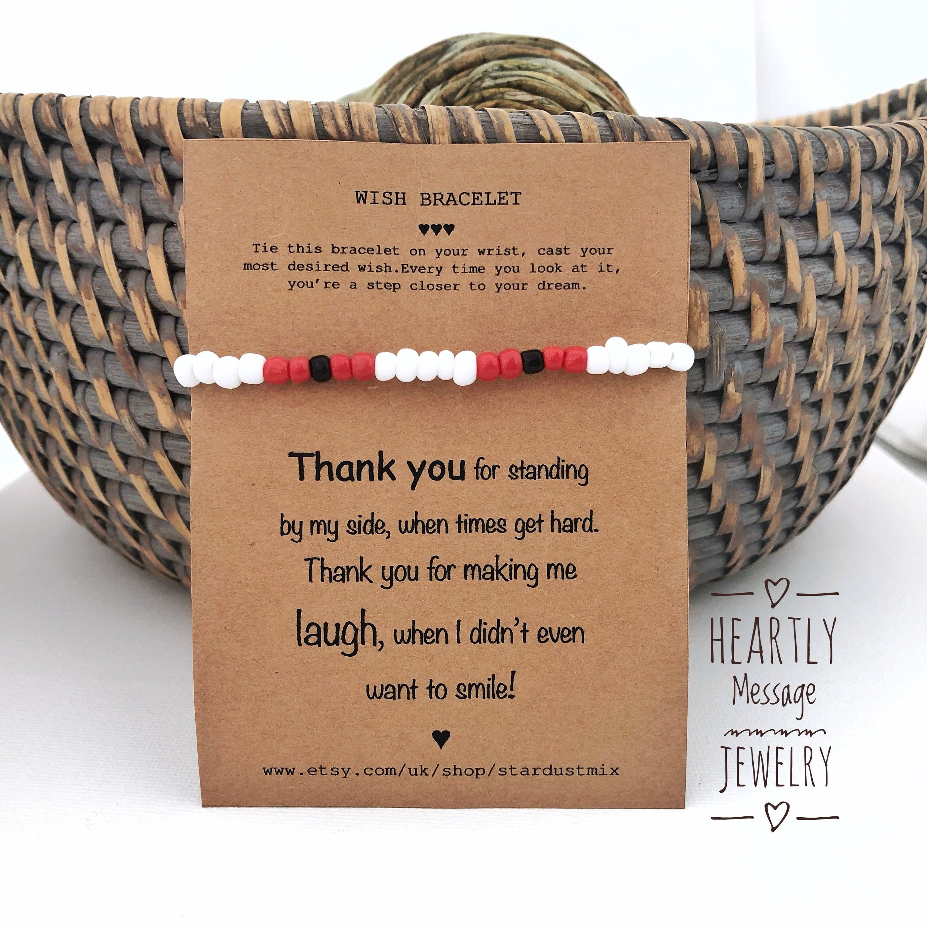 Beaded Friendship Bracelet With a Message Card/best Friend Gift/thank ...