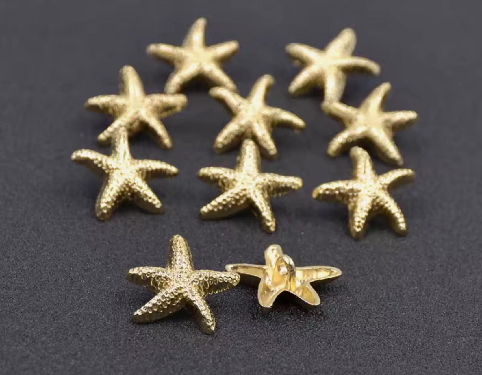 Gold Starfish Shank Buttons, Nautical Sewing, Embellishments (10 Pcs ...