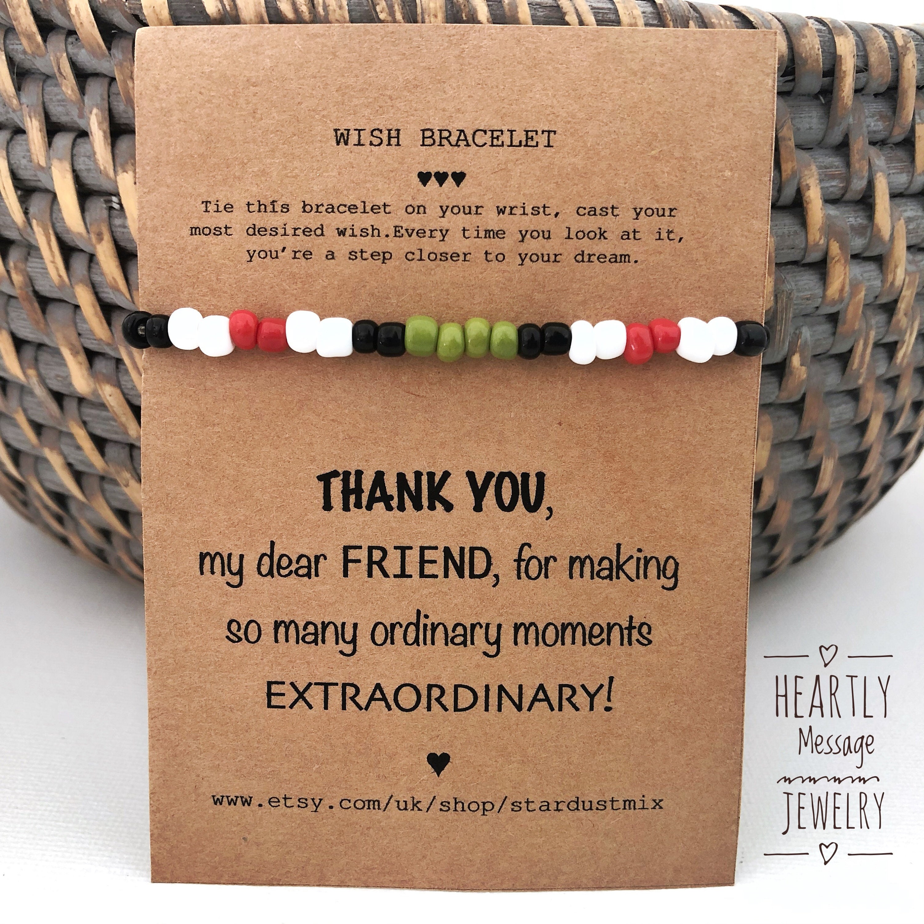 Beaded Friendship Bracelet With a Message Card/best Friend - Etsy