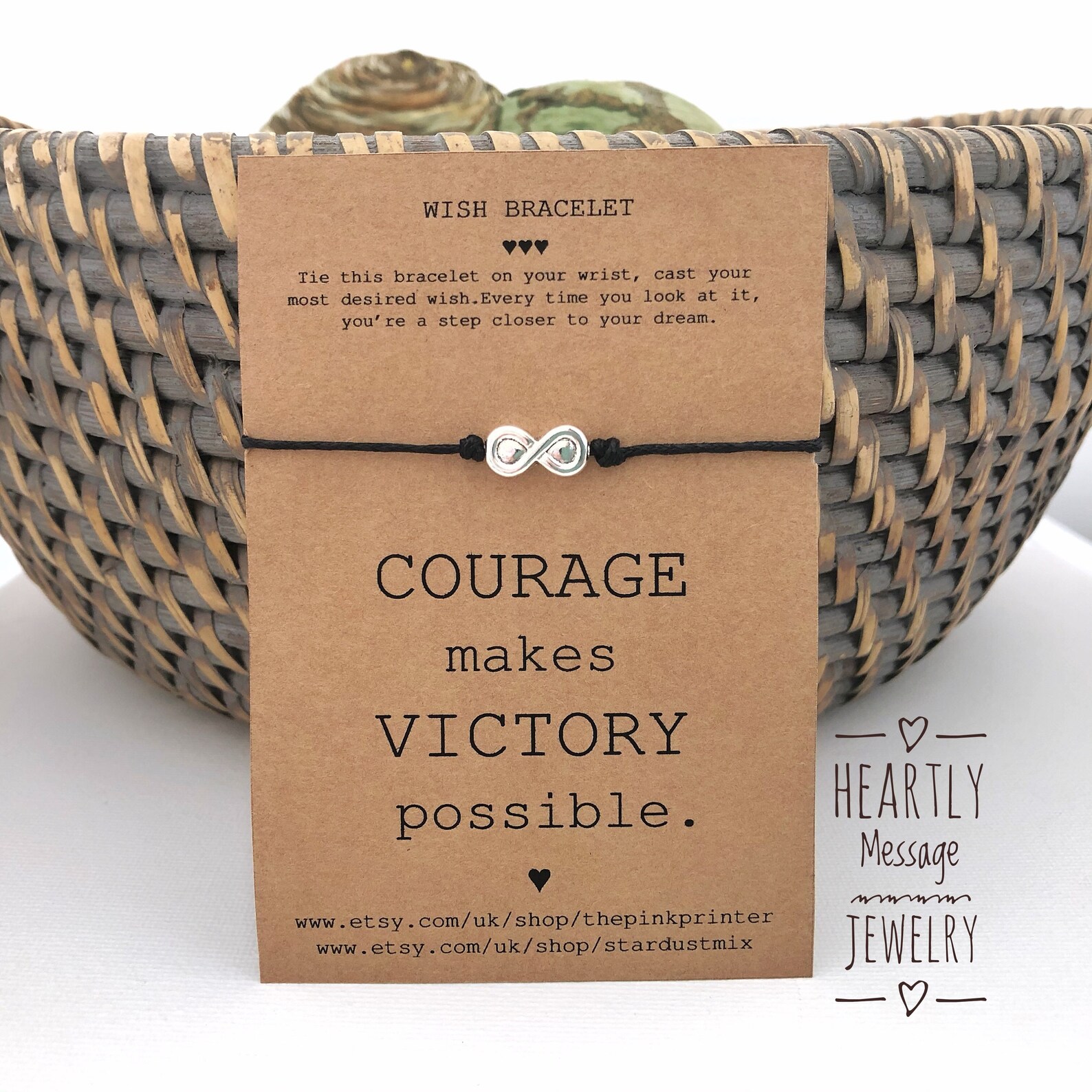 Wish Charm Bracelet With a Message/courage Strength Believe ...