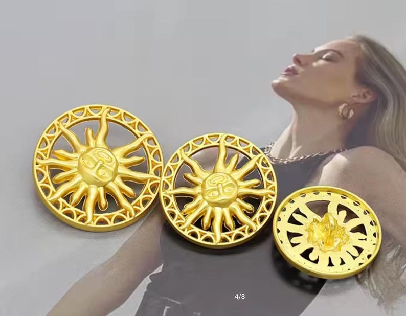 Gold Sun Metal Shank Buttons, Coat, Cardigan Sewing (10 Pcs) - Etsy