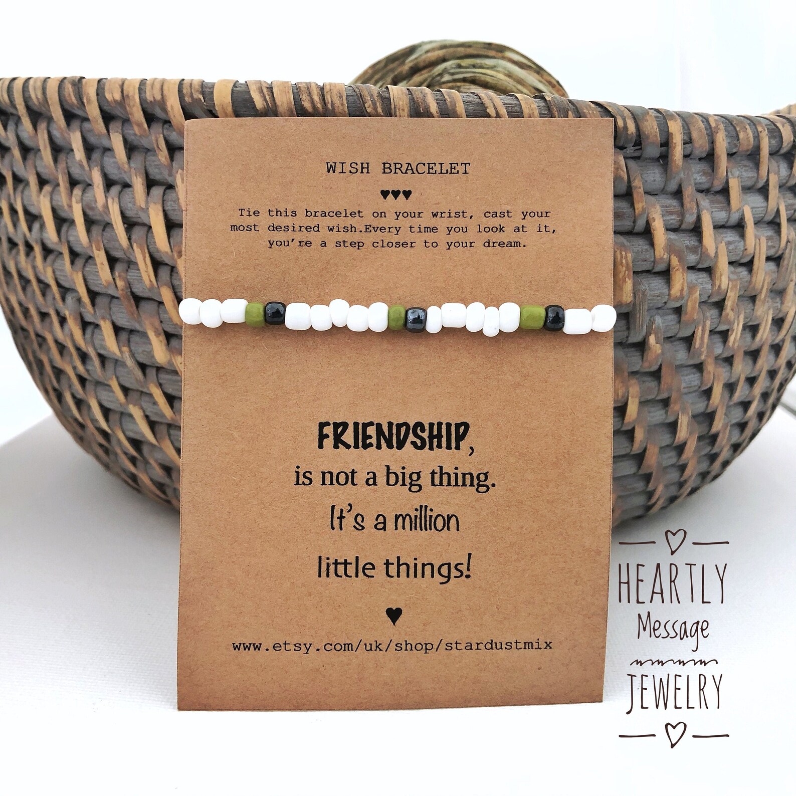 Beaded Friendship Bracelet With a Message Card/best Friend Gift/thank ...
