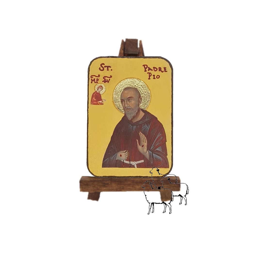 St. Padre Pio Icon, Patron Saints, Male Saints, Mini Icon, Catholic ...