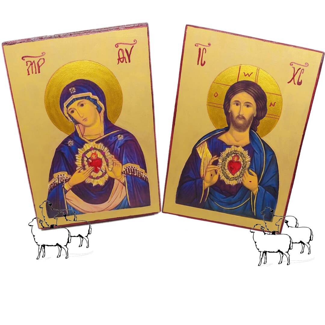 Sacred Heart of Jesus & Immaculate Heart of Mary Set, Christian ...