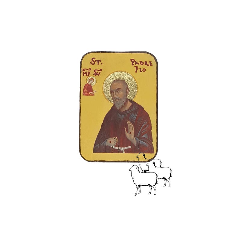 St. Padre Pio Icon, Patron Saints, Male Saints, Mini Icon, Catholic ...