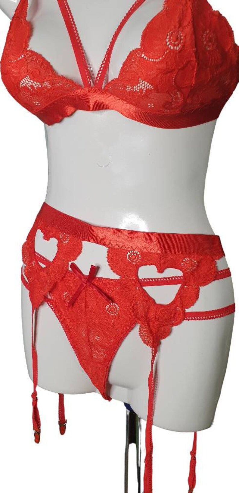 Damen Dessous Set Strapse Reizwäsche 3 Teiliges Set Spitzen Strumpfband