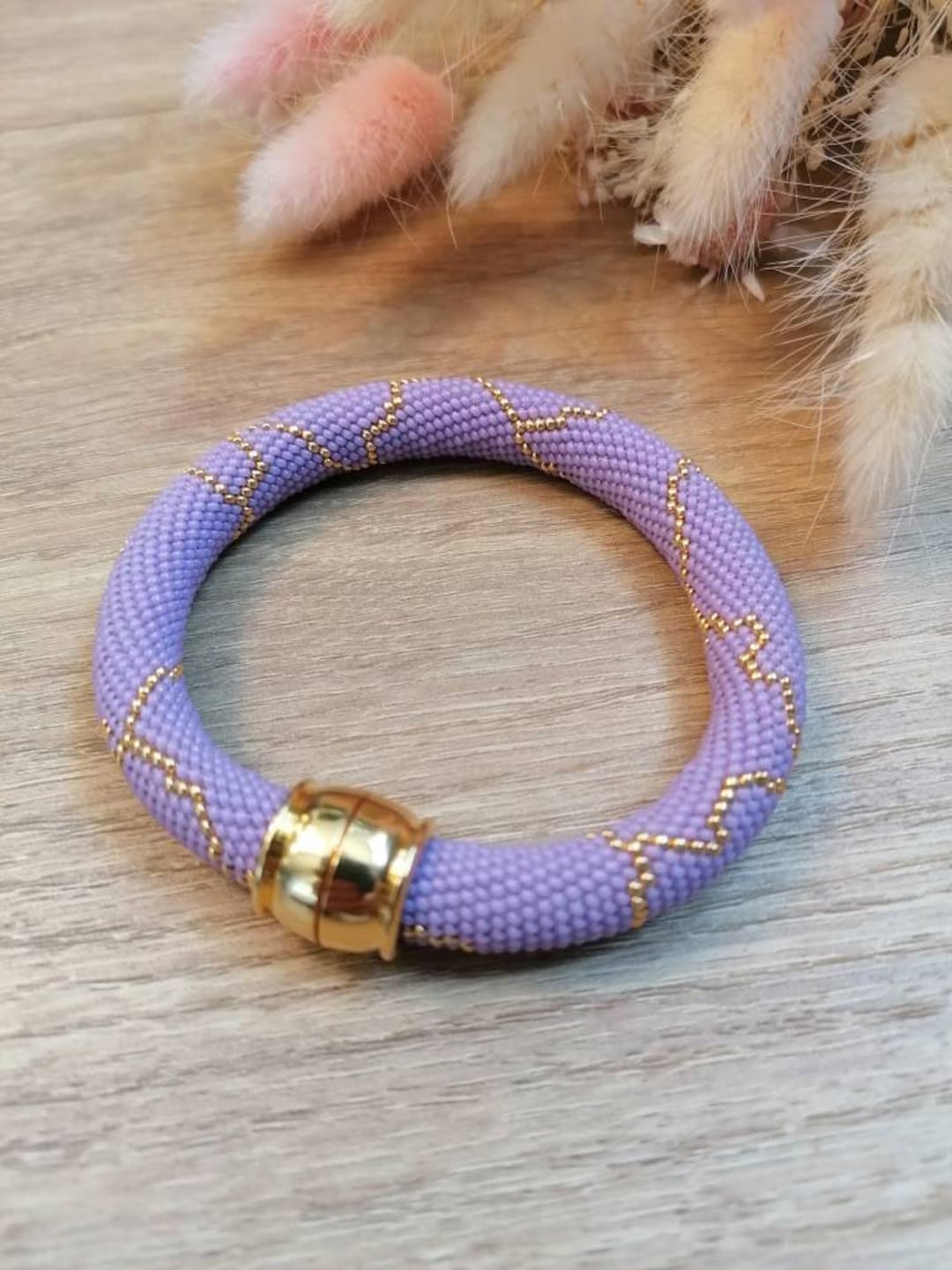 Kintsugi Beaded Crochet Bracelet With Magnetic Clasp - Etsy