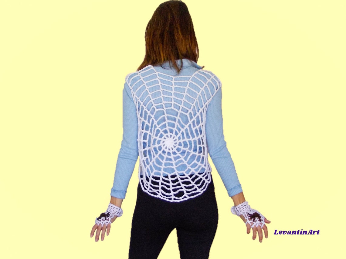 Halloween Outfit Spiderweb With 3D Spiders, Top and Mittens Halloween ...