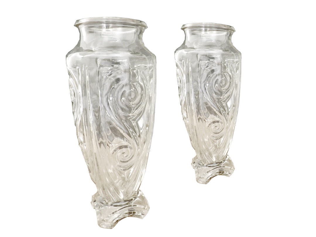 Art Deco Vases - Pair of Glass Art Deco Vases - Etsy