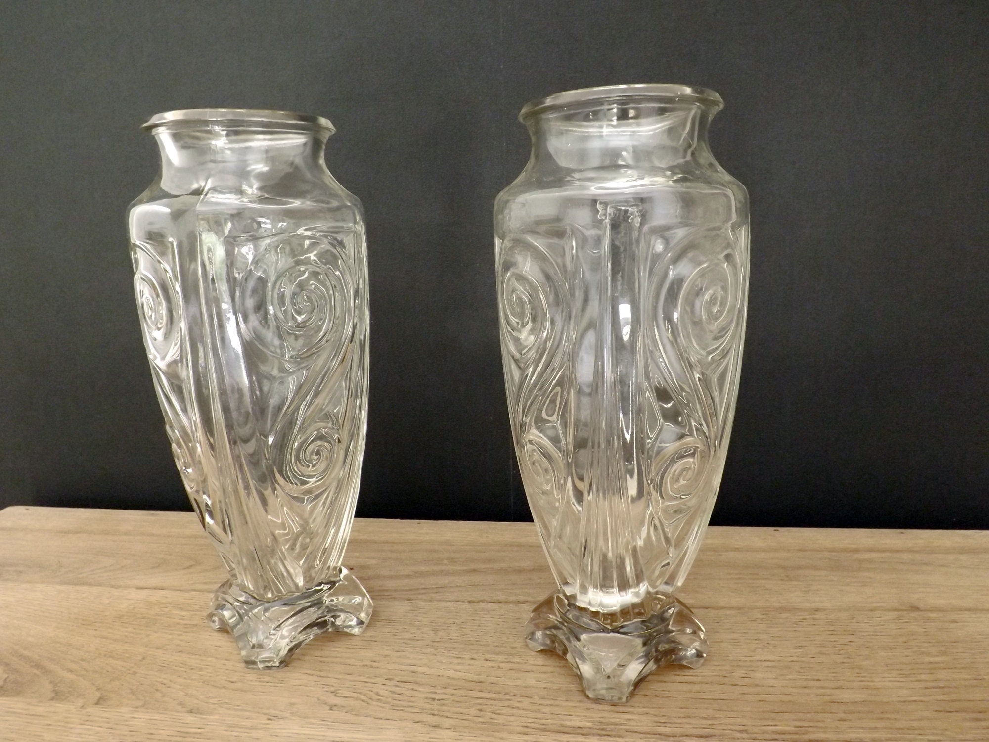 Art Deco Vases Pair of Glass Art Deco Vases - Etsy