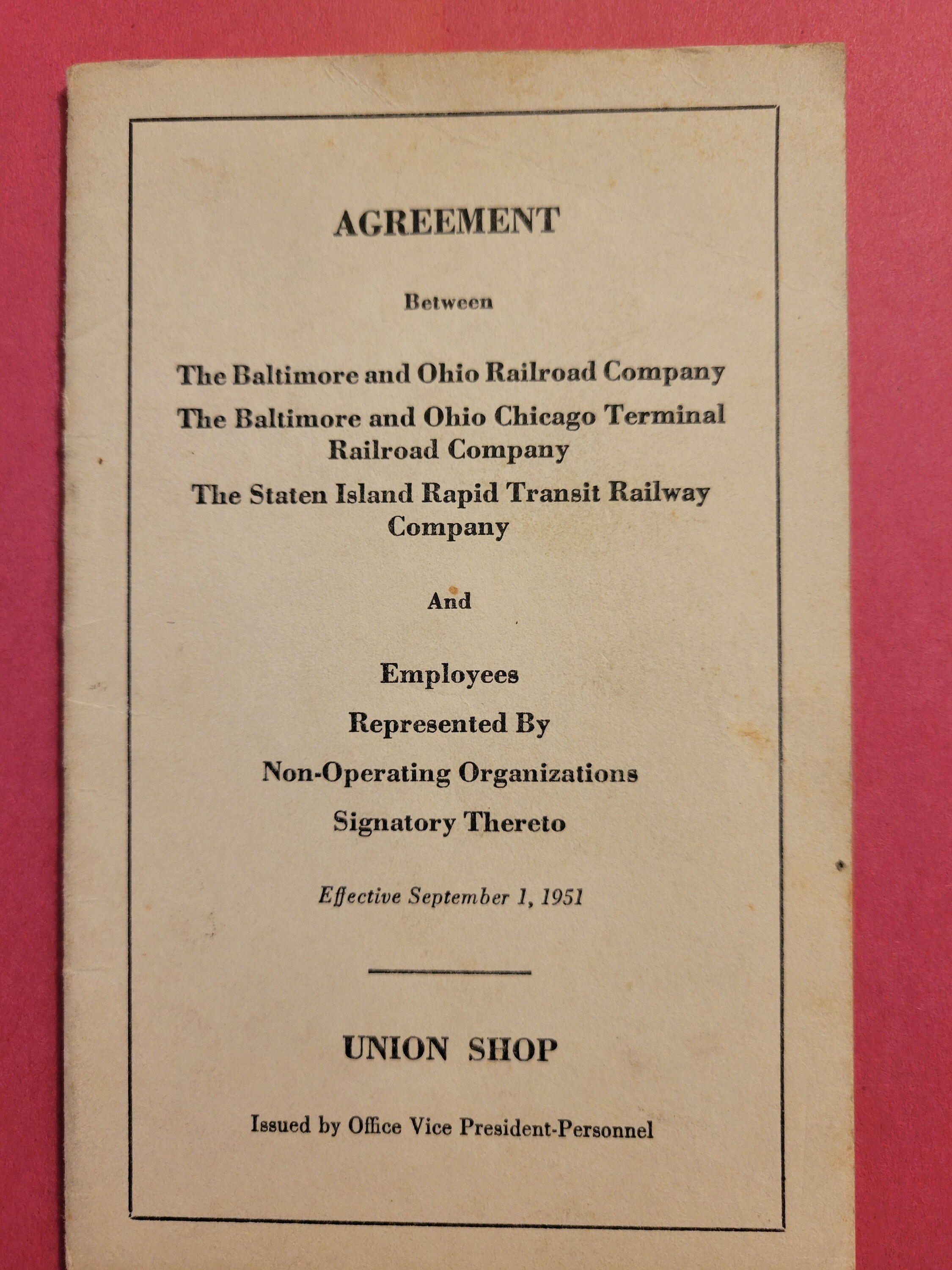 B&O Railroad Labor Agreement From 1951 - Etsy