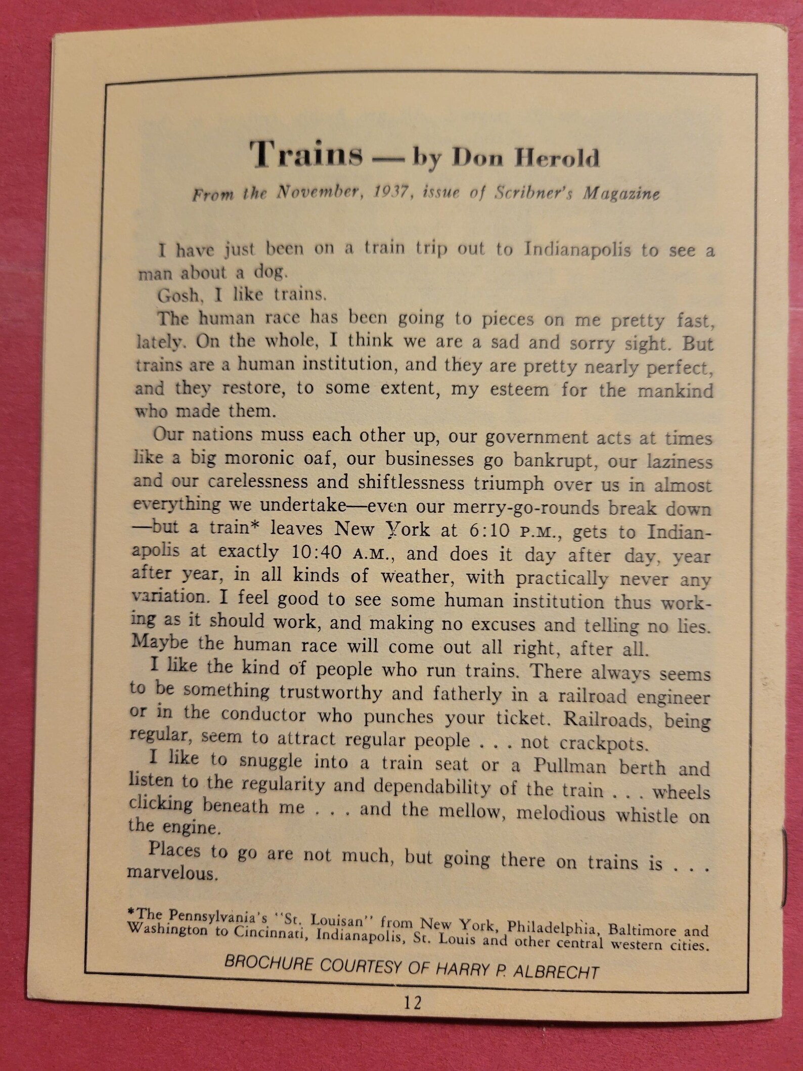 The Pennsylvania Railroad Trains Talks Brochure From January 1938 - Etsy